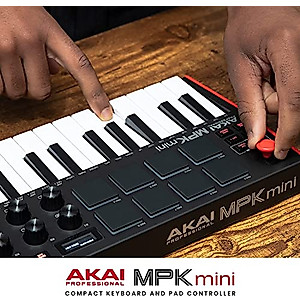 AKAI Professional MPK Mini MK3 - 25 Key USB MIDI Keyboard Controller With 8 Backlit Drum Pads, 8 Knobs and Music Production Software Included