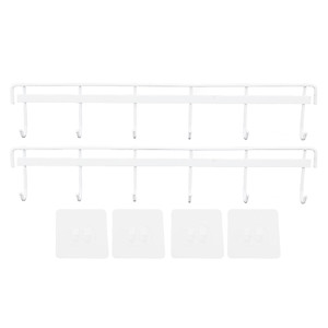 Okuyonic Wall Mounted Coat Rack, 304 Stainless Steel Simple Easy Installation Decorative 2pcs Rust Proof Coat Rack for Bedroom for Bathroom (6 Hooks 2 White)