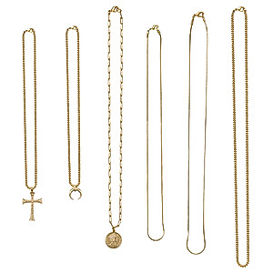 ACC PLANET Gold Layer Necklace Set 6PCS Gold Plated Multilayer Chain Moon Cross Coin Pendant Mother's Day Layered Choker Necklace for Women Gift