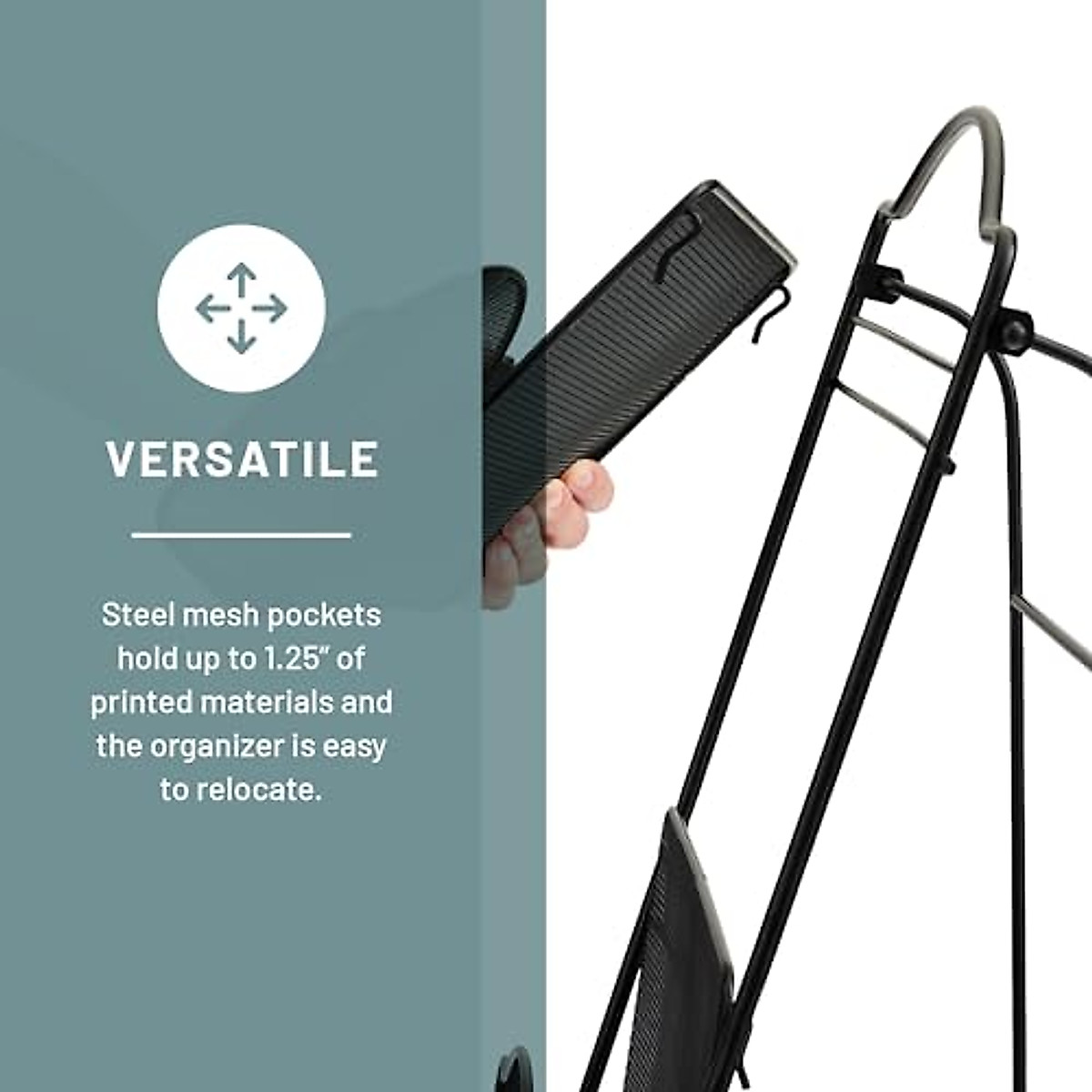 Safco Onyx Floor Rack, Ladder Magazine Rack with 5 Pockets, Commercial-Grade Steel Construction