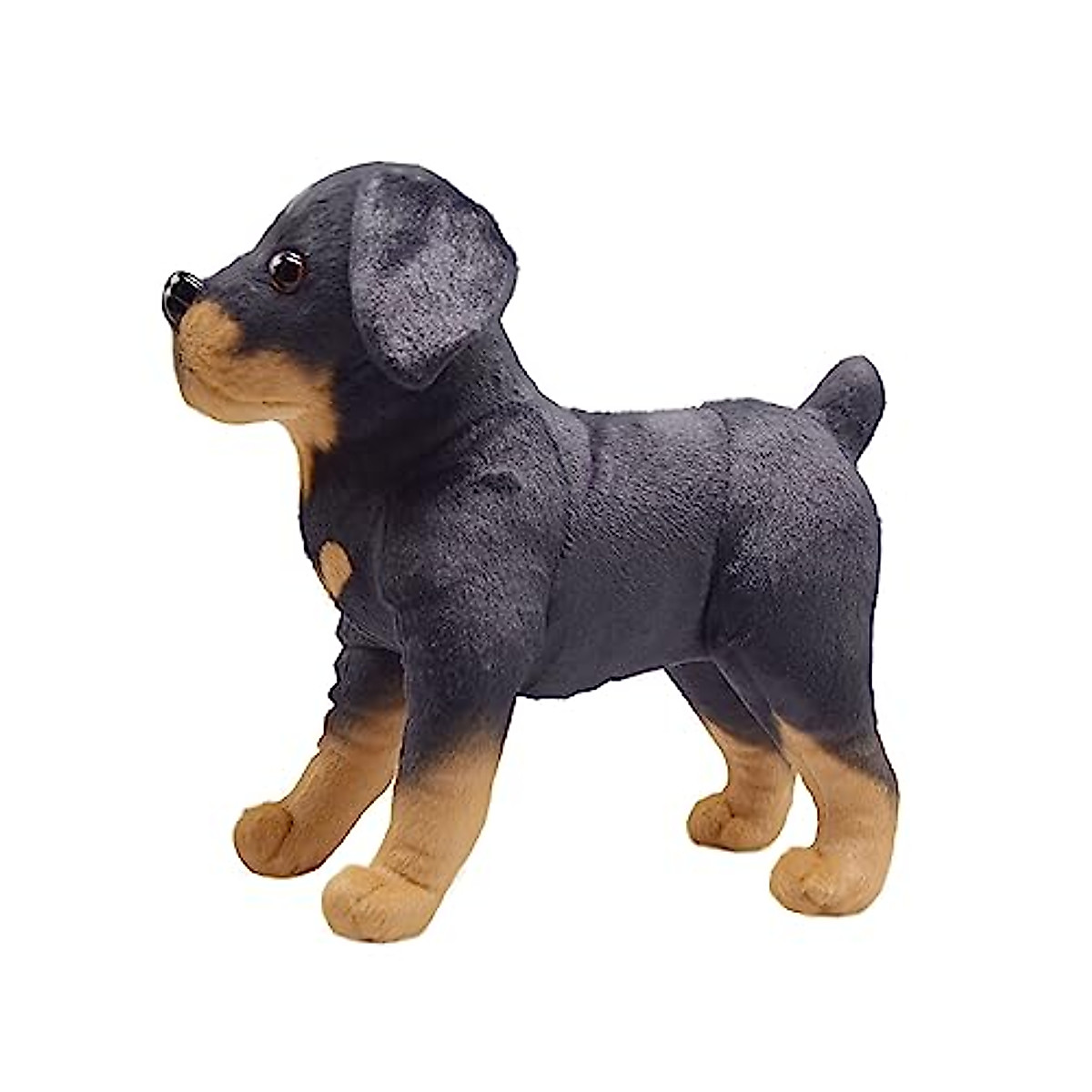 YONLIT Lifelike Rottweiler Dog Stuffed Animal Simulated Plush Puppy Toy Doll Super Realistic Black Dogs Act Like Real Excellent Gifts for Kids Birthday Party Dog Collection 12 Inches