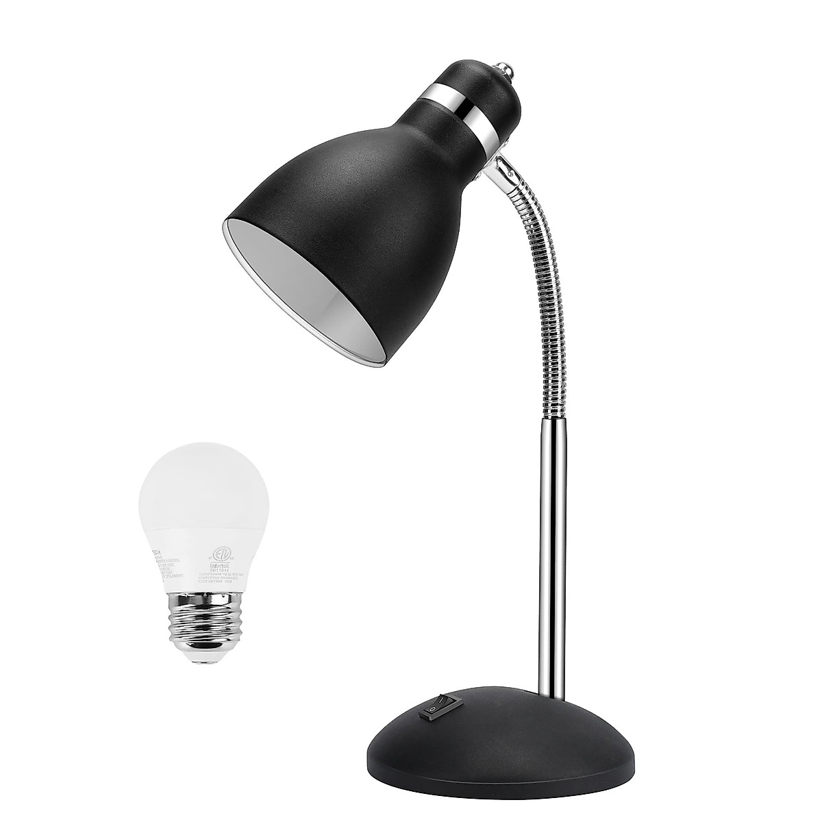 LINNMON Table Lamp, Desk Lamp with Flexible Gooseneck, Adjustable Study Lamp with ON/Off Switch, Nightstand Lamp for Living Room, Bedroom, Classroom, College Dorm