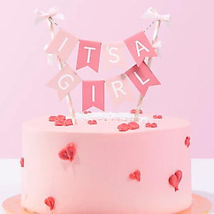 It Is a Girl Cake Topper - Gender Reveal Party Decoration, Pink It’ s a Girl Paper Straw Cake Topper, Baby Shower Cake Topper, Baby Girl Baby Shower Decor