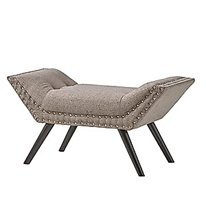 Christopher Knight Home Rosalynn Tufted Fabric Ottoman / Bench, Granite
