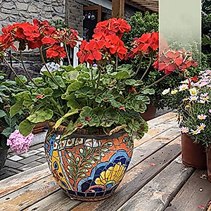 UimimiU Villa Garden Large Flower Pot Spain Round Outdoor Plant Pot Ceramic Mosaic Floor Bonsai Planter Creative Landscape Potted Ornaments Vase Plant Container Colorful