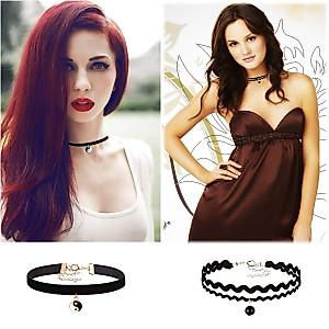K&Q 52 PCS Choker Necklace, Classic Colorful Gothic Collar Choker Necklace And Black Cute Lace Velvet Choker Necklace Set for Girls and Women