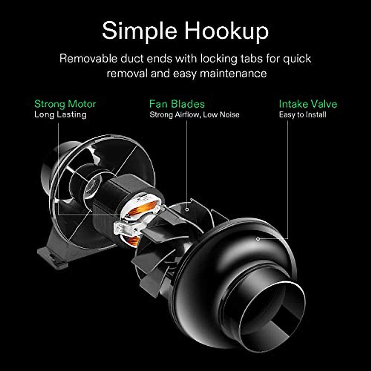 VIVOSUN D4 4 Inch 195 CFM Inline Duct Ventilation Fan HVAC Vent Blower for Hydroponics Grow Tent