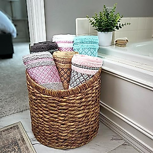 Kafthan Fishbone Soft & Absorbent Turkish Cotton Bathroom Towel Set with Bath Towel, Face/Hand/Hair Towel & Washcloth - Thick, Quick Dry Towels for Shower - Pink, Set of 4