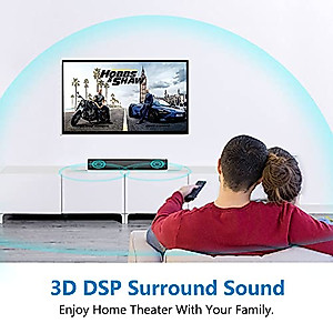 Audvoi Sound Bars for TV, 16'' Mini Soundbar Built-in DSP TV Speaker with Bluetooth 5.0, 3D Surround Sound Home Audio Sound Bar with Remote Control and 5 EQ for Home Theater/Gaming/Projectors