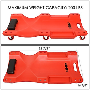 DNA MOTORING TOOLS-00201 36" L X 17" W x 4.25" H Vehicle Repair Low Profile Automotive Creeper w/Padded Headrest, Red