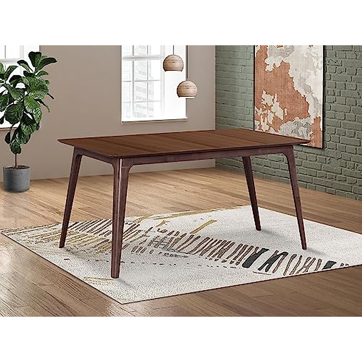 New Classic FURNITURE Mid-Century Modern Oscar Dining Table, 60-Inch, Walnut