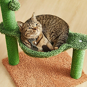 Catinsider 31" Cactus Cat Tree with Hammock and Full Wrapped Sisal Scratching Post for Small Cats Only Brown Medium
