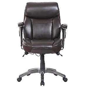 Serta® Smart Layers™ Siena Ergonomic Bonded Leather Mid-Back Manager's Chair, Brown
