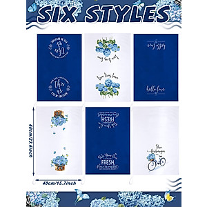 Geyoga 6 Pcs Kitchen Towels Blue Hydrangea Hand Towels Butterfly Kitchen Dish Towels Microfiber Drying Towels for Kitchen Bathroom Party Wedding Home Decorations (15.7 x 23.6 Inch)