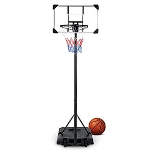 Basketball Hoop 28IN Basketball Goal Basketball Hoop Outdoor with 5.8ft-7ft Height Adjustable Basketball Backboard & Wheels Basketball Equipment for Adults Indoor Outdoor Gym Use