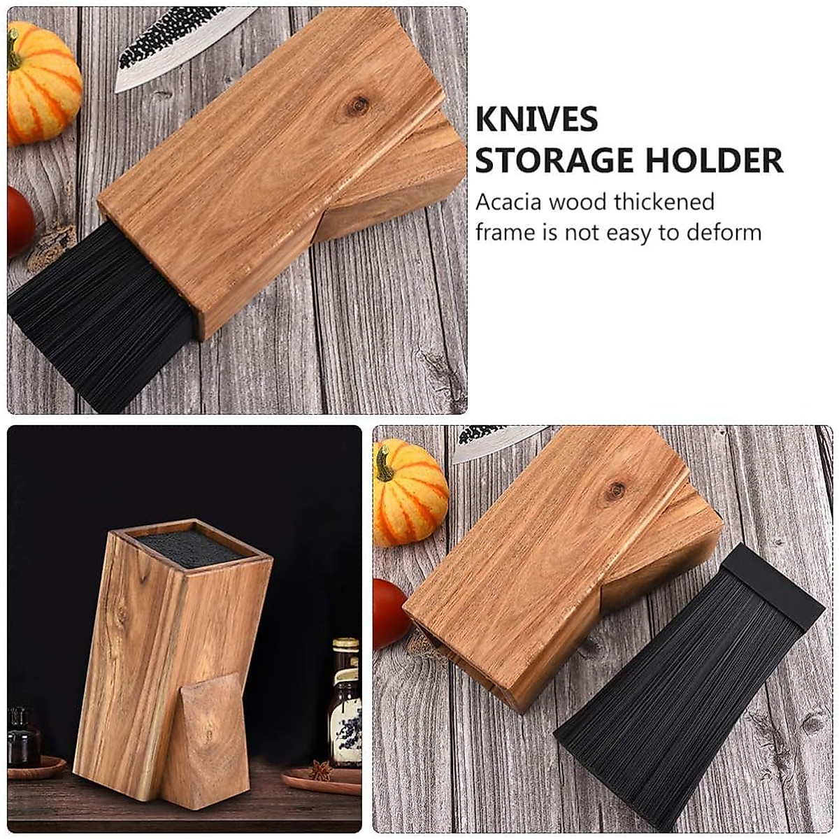 DOITOOL 1pc wooden holder kitchen holder slot holder holder rack Block rack Small Block storage rack Wooden Stand Divide the universal