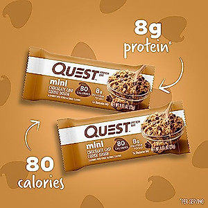 Quest Nutrition Mini Chocolate Chip Cookie Dough Protein Bars, High Protein, Low Carb, Keto Friendly, 14 Count