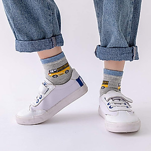 CHUNG Little Big Boys Cotton Quarter Socks Casual Dino Pattern 2025 Autumn Winter School Daily (5-8 Years, 6Car)