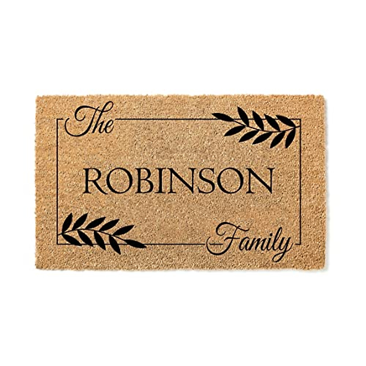 Botanical Pesonalized Family Name Door Mat | Wedding Gift | Last Name Custom Doormat | Premium Quality, Thick 100% Coir Coconut Husk Front & Made in the USA - Doormat