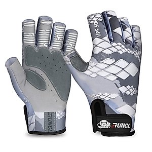 RUNCL Fingerless Gloves RAGUEL, Fishing Gloves, Sun Gloves - UPF 50+ Sun Protection, Microfiber-Tech Safeguard, Half-Finger Style, Breathable Ventilation - Kayaking, Cycling, Gardening (Gray, XXL)