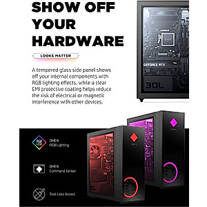 HP OMEN 30L Gaming Desktop, AMD Ryzen 7 5800X Processor, NVIDIA GeForce RTX 3080, Liquid Cooling, Customizing RGB Lighting, 8 USB Ports, HDMI, Windows 11 Home, Black (32GB RAM | 1TB SSD)