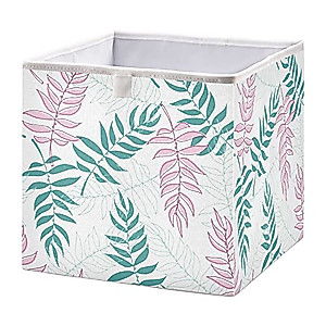 CaTaKu Spring Leaf Cubes Storage Bins 11 inch Collapsible Fabric Storage Baskets Shelves Organizer Foldable Decorative Bedroom Storage Boxes for Organizing Home