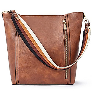 Telena Handbags for Women Bucket Bags Purses and Handbags Vegan Leather Hobo Crossbody Bag with Adjustable Strap Mocha Brown