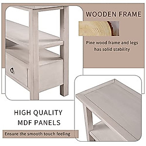LUMISOL Entrayway Console Table Sofa Table Buffet Server with Double Storey Tabletop, 3 Drawers and 3 Intermediate Compartments for Living Room (Gray Wash)