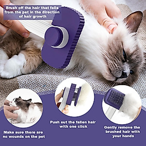 Garstor Cat brush, Cat Brush for Long or Short Haired Cats, Remove Loose Fur and Mats, Rounded Pins Reduces Painful Pulling, Not for Tangle and Curly Fur, Dark Blue