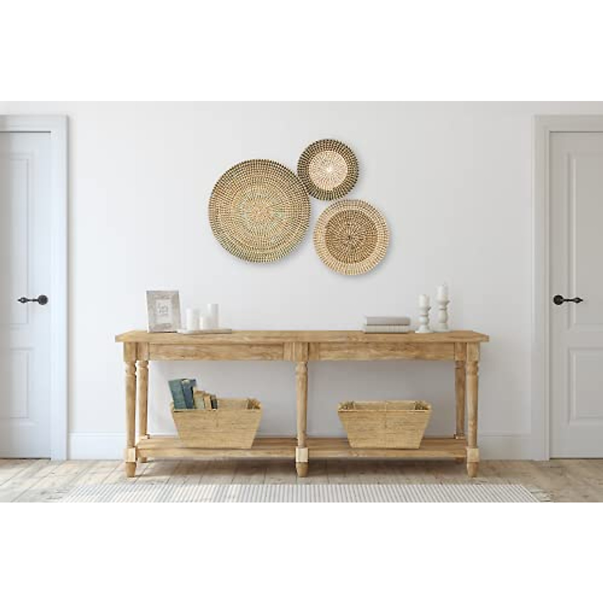 MARLIC Rectangular Seagrass Woven Storage Basket with Handles - Natural Seagrass Baskets for Organization and Storage - Medium - Trapezoid 12x8x6 IN (2)