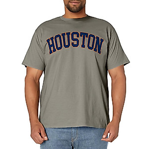 Houston Vintage Blue Orange Text T-Shirt