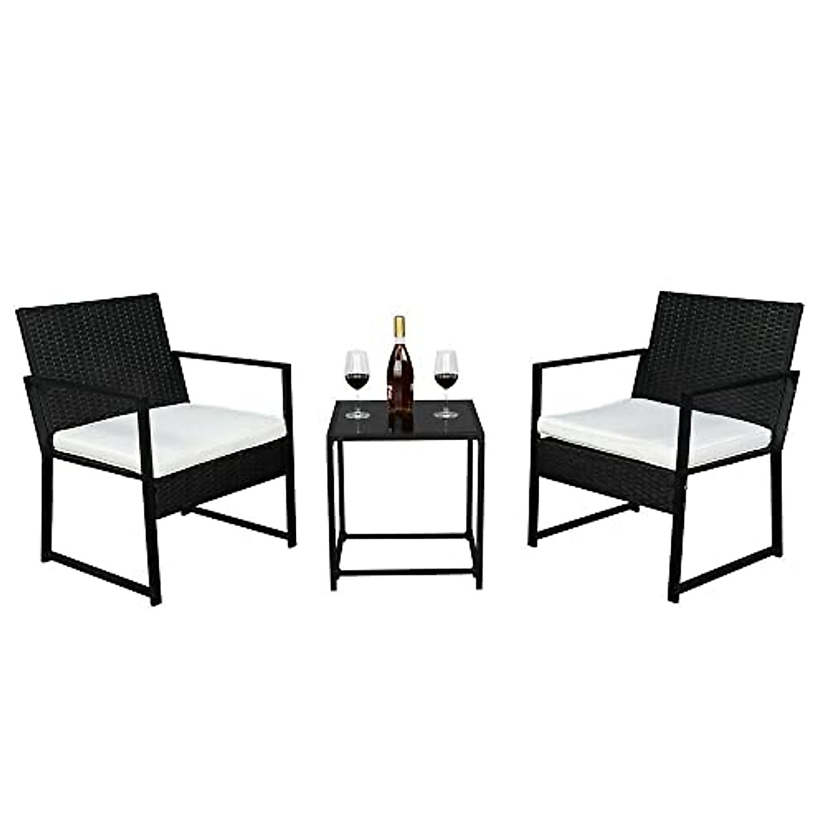 OBIOZZ Patio Furniture Set 3Pcs Patio Furniture Set Outdoor Wicker Sofas Rattan Chair Table Flat Chair Set, Ideal for Your Backyard, Balcony, Garden for Backyard Porch