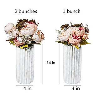 Luyue Vintage Artificial Peony Silk Flowers Bouquet Home Wedding Decoration -Light Pink