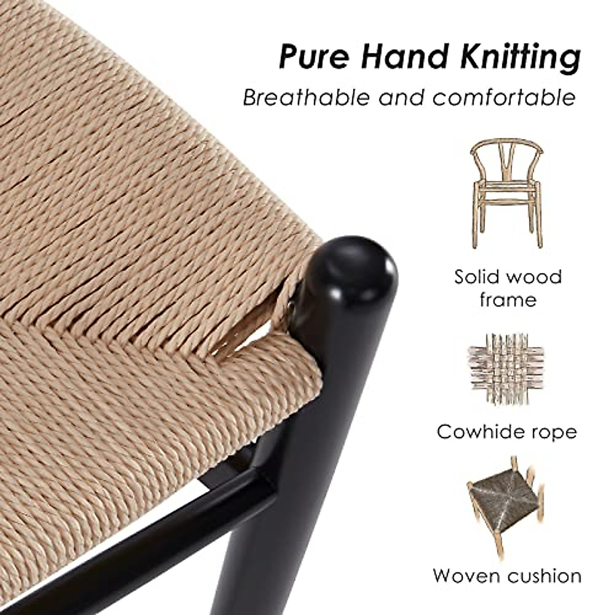 STARY Wood Wishbone Dining Room Chairs Mid Century Modern Wooden for Your Beach House, Fully Assembled