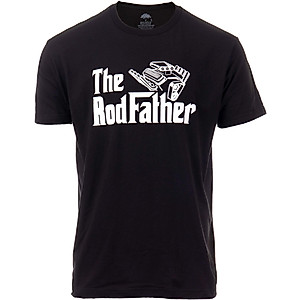 Ann Arbor T-shirt Co. The Rodfather | Funny Hotrod Garage Joke Truck Car Guy Mechanic Auto Racing Hot Rod T-Shirt for Men Dad Grandpa-(Adult, L) Black
