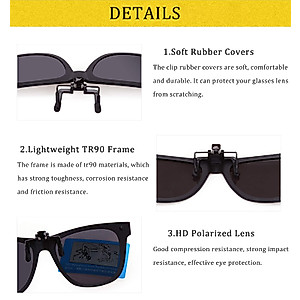 FRAZALA Polarized Clip on Sunglasses over Prescription Glasses Anti-Glare UV Protection Sunglasses Clip on Glasses Unisex (Green)