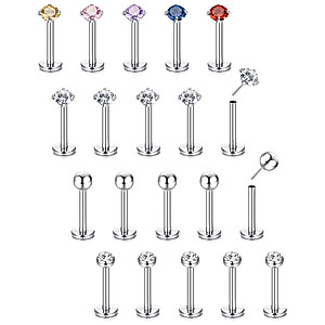 FIBO STEEL 16G Threadless Push in Lip Rings for Women Surgical Steel Nose Rings Studs Labret Monroe Tragus Helix Cartilage Earrings Medusa Piercing Jewelry 8mm