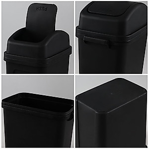 Minekkyes 1.8 Gallon Swing Top Trash Can, Small Swing Garbage Can, Black