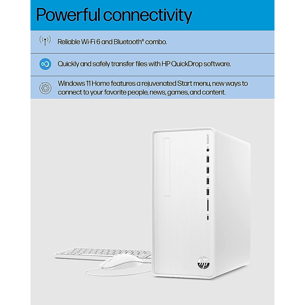 HP 2022 TP01 Pavilion Business Desktop Intel 12th Gen 6-Core i5-12400 64GB RAM 1TB PCIe SSD 2TB HDD Intel UHD Graphics HDMI VGA USB-C WiFi AX BT RJ-45 Windows 10 Pro w/RE USB