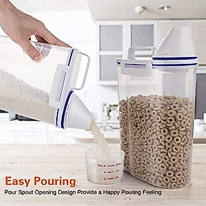 Large Rice Storage Containers Airtight Dry Food Storage Containers, BPA Free Plastic Storage Bin Dispenser with Pourable Spout, Measuring cup for Cereal, Flour and Baking Supplies(3L, Blue Set of 1)