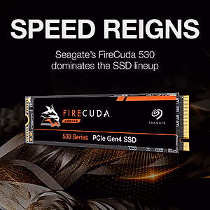 Seagate FireCuda 530 500GB Solid State Drive - M.2 PCIe Gen4 ×4 NVMe 1.4, speeds up to 7300 MB/s, Compatible PS5 Internal SSD, 3D TLC NAND, 1275 TBW, 1.8M MTBF, 3yr Rescue Services (ZP500GM3A013)