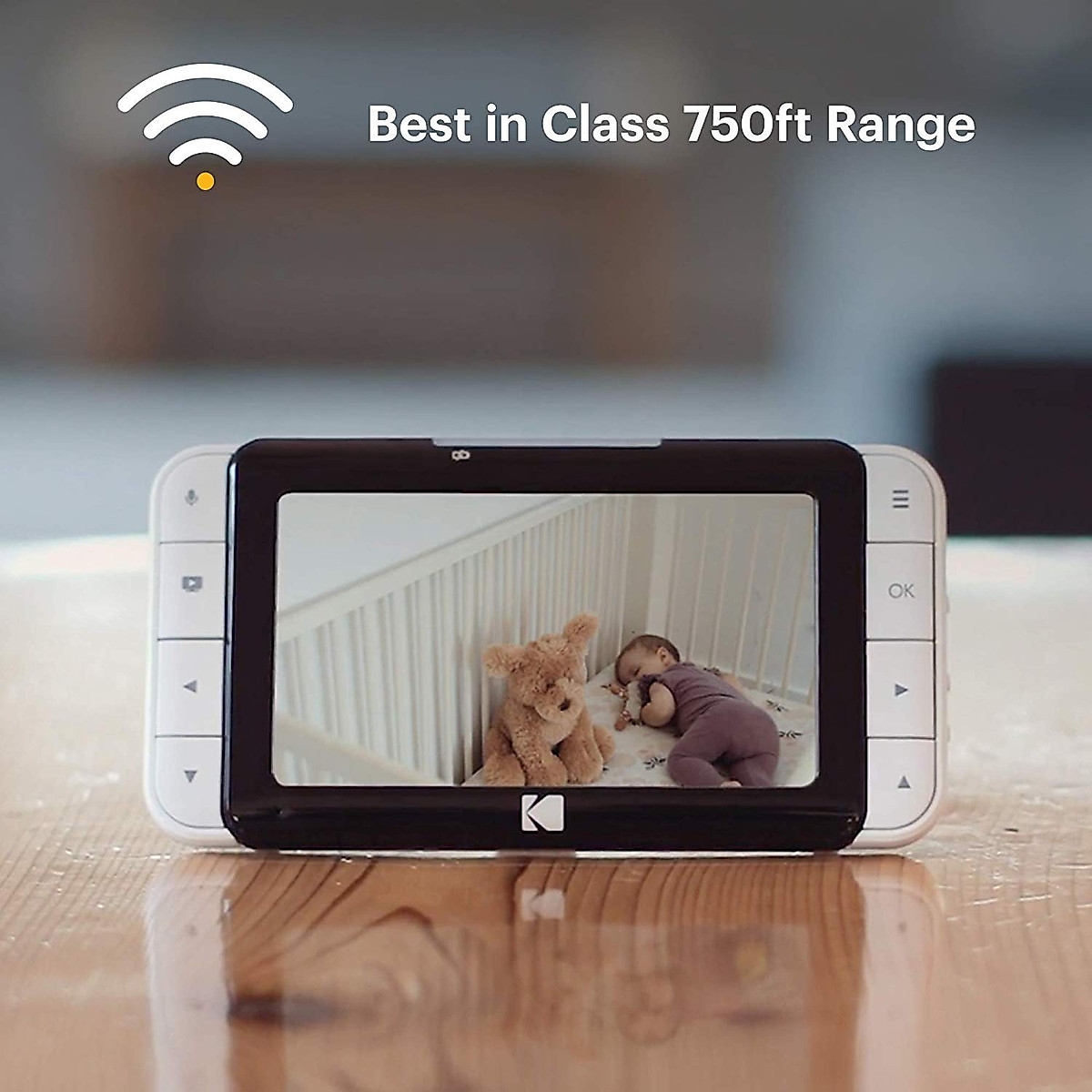 KODAK Cherish C525IR Video Baby Monitor and Mobile App - Remote Tilt, Pan and Zoom, HD Baby Camera, 5” HD Parent Unit, Infrared Night Vision, Camera Battery for Wireless, Long Range and 2-Way Talk