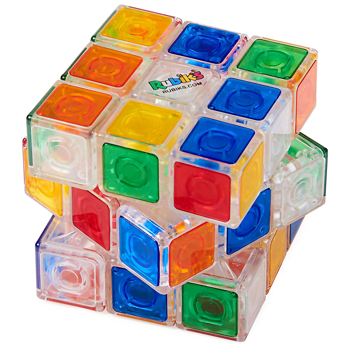 Rubik’s Cube, Crystal Cube, Transparent 3x3 Cube Color-Matching Brain Teaser Puzzle Game, Christmas Gifts for Kids, Stocking Stuffers, for Ages 8+
