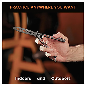 Butterfly Knife, Balisong Trainer Unsharpened Blade, 2 Practice Knives Set with Pouches Fully safe Not Real Blades