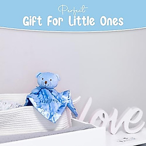 Personalized Baby Lovey with Custom Name - Soft and Snuggly Baby Security Blanket - Blue Teddy Bear Stuffed Animal Security Blankets for Babies 11" - Personalized Baby Gifts for Girl and Boy