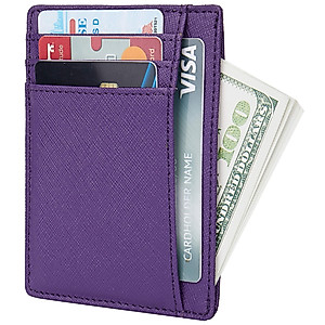 LinsCraft Leather RFID Blocking Minimalist Credit Card Holder Slim Pocket Wallets for Men Women