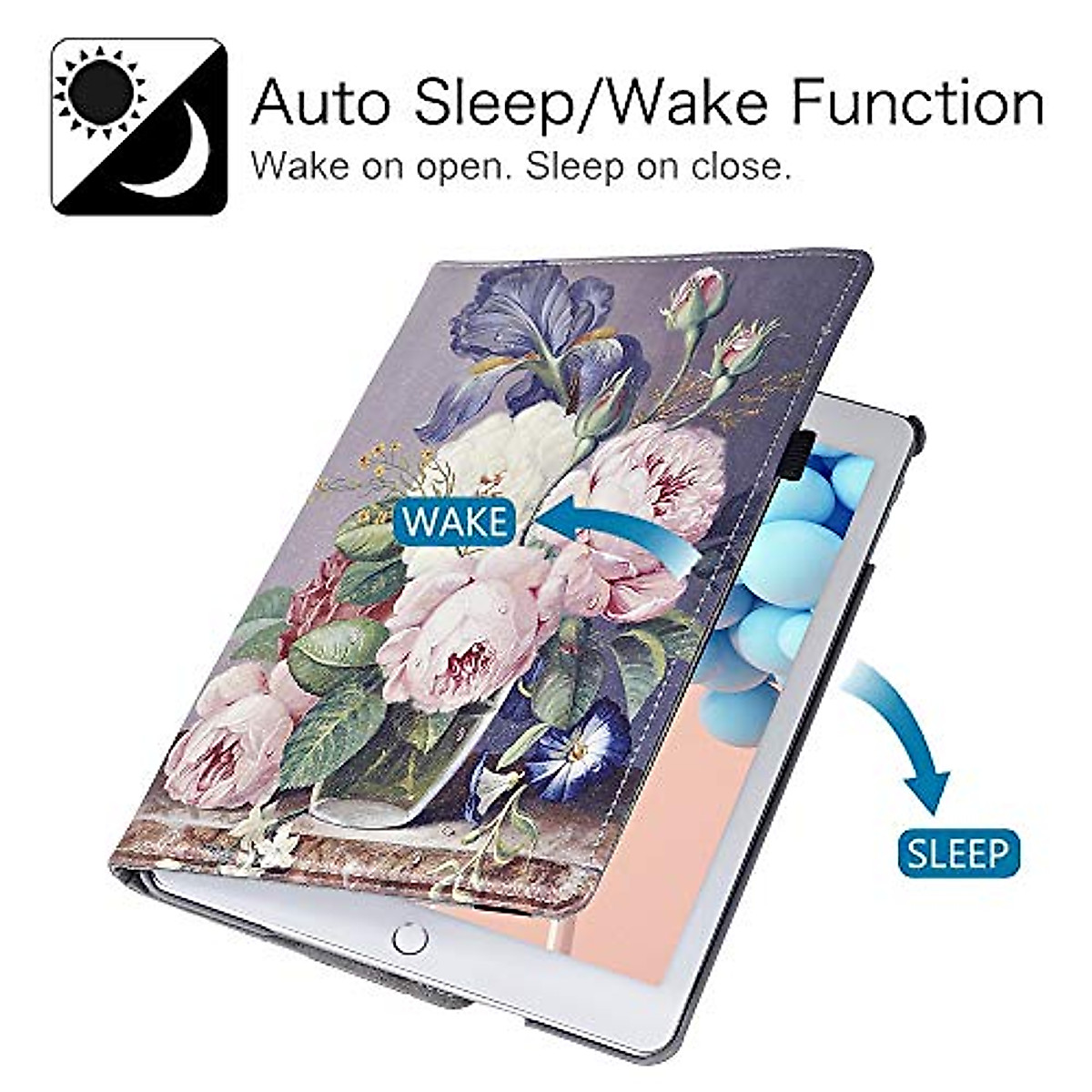 New Rotating Case for iPad 10.2" 9th / 8th / 7th Generation - 360 Degree Rotating Stand Protective Cover with Auto Sleep Wake for iPad 10.2 inch 2021/2020 / 2019 (Oil Painting Roses)
