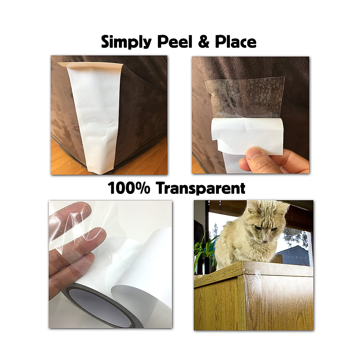 Cat Scratch Deterrent Tape | Clear Double Sided Tape | Couch Protector from Cats | Furniture, Carpet, Couch Corner | Anti Scratch Guards | 3 in x 15 Yds | Puppy Scratching | by Teegan Tapes