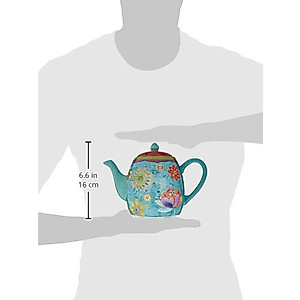 Certified International Tea Pot Ceramic Blue, Tunisian Sunset Collection, 40 Ounces