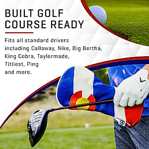 Pins & Aces Colorado Tribute Premium Golf Club Head Cover - Premium, Hand-Made Leather Headcover - CO Flag Styled, Tour Quality Golf Club Cover - Style & Customize Your Golf Bag (Driver)